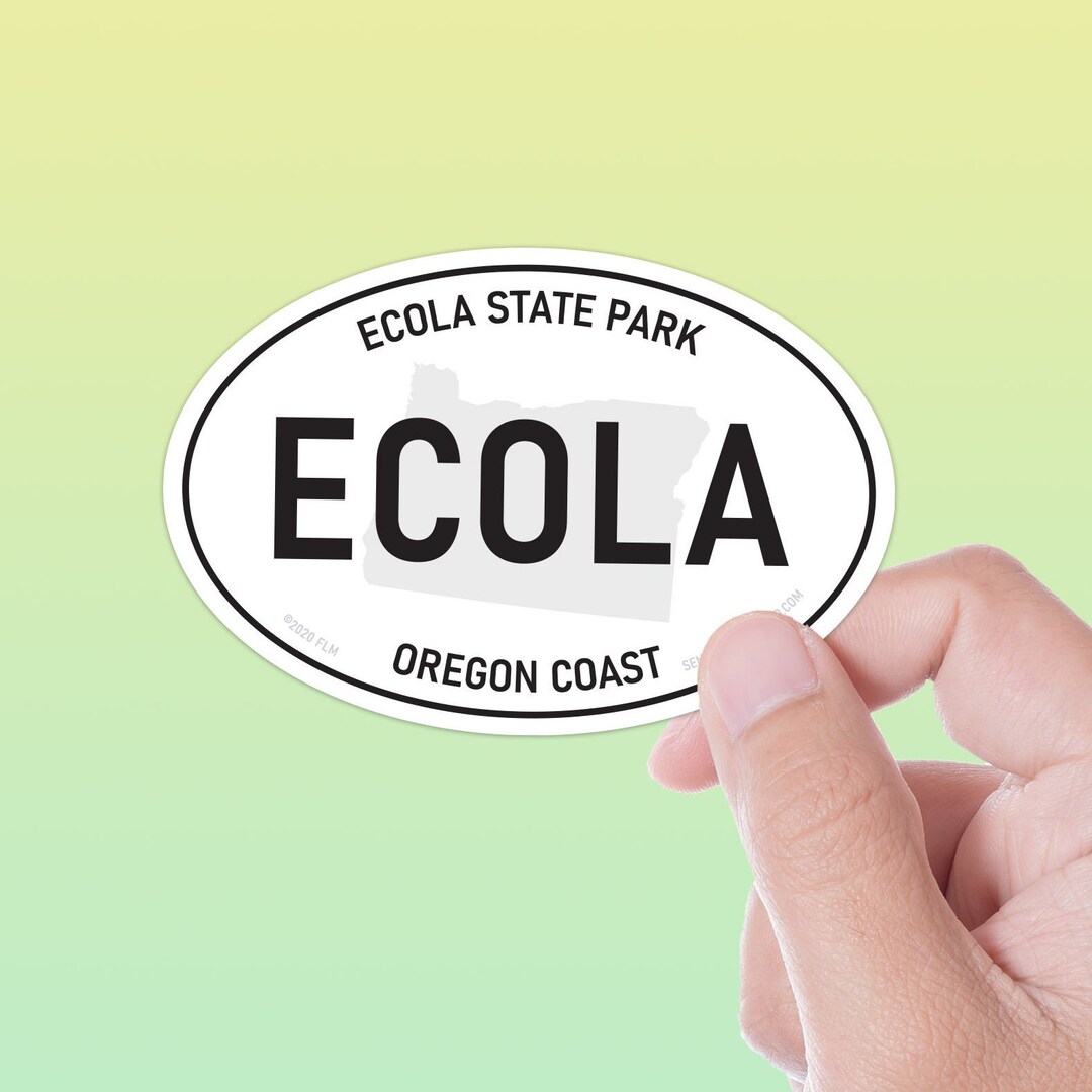 Ecola State Park OR White Oval Sticker | Oregon Coast Stickers for ...