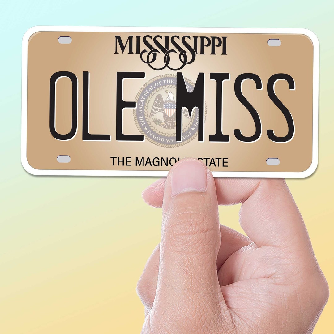Ole Miss Mississippi License Plate Sticker, Mississippi Rebels Bumper ...