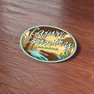 Cajun Country Louisiana Sticker, Oval Bayou Alligator Nature Decal for ...