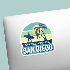 Surf San Diego Sticker for Hydroflask, High Tides Good Vibes Waterproof ...