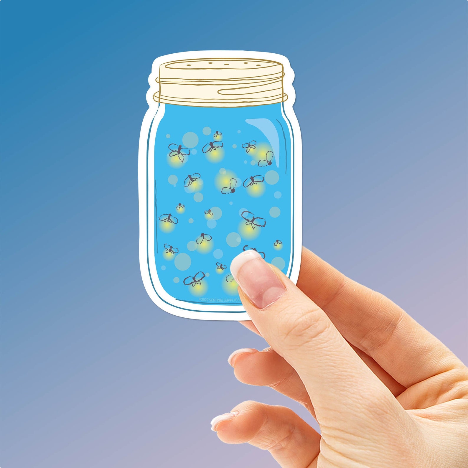 Cute Lightning Bug Sticker Fireflies in Mason Jar Summer - Etsy