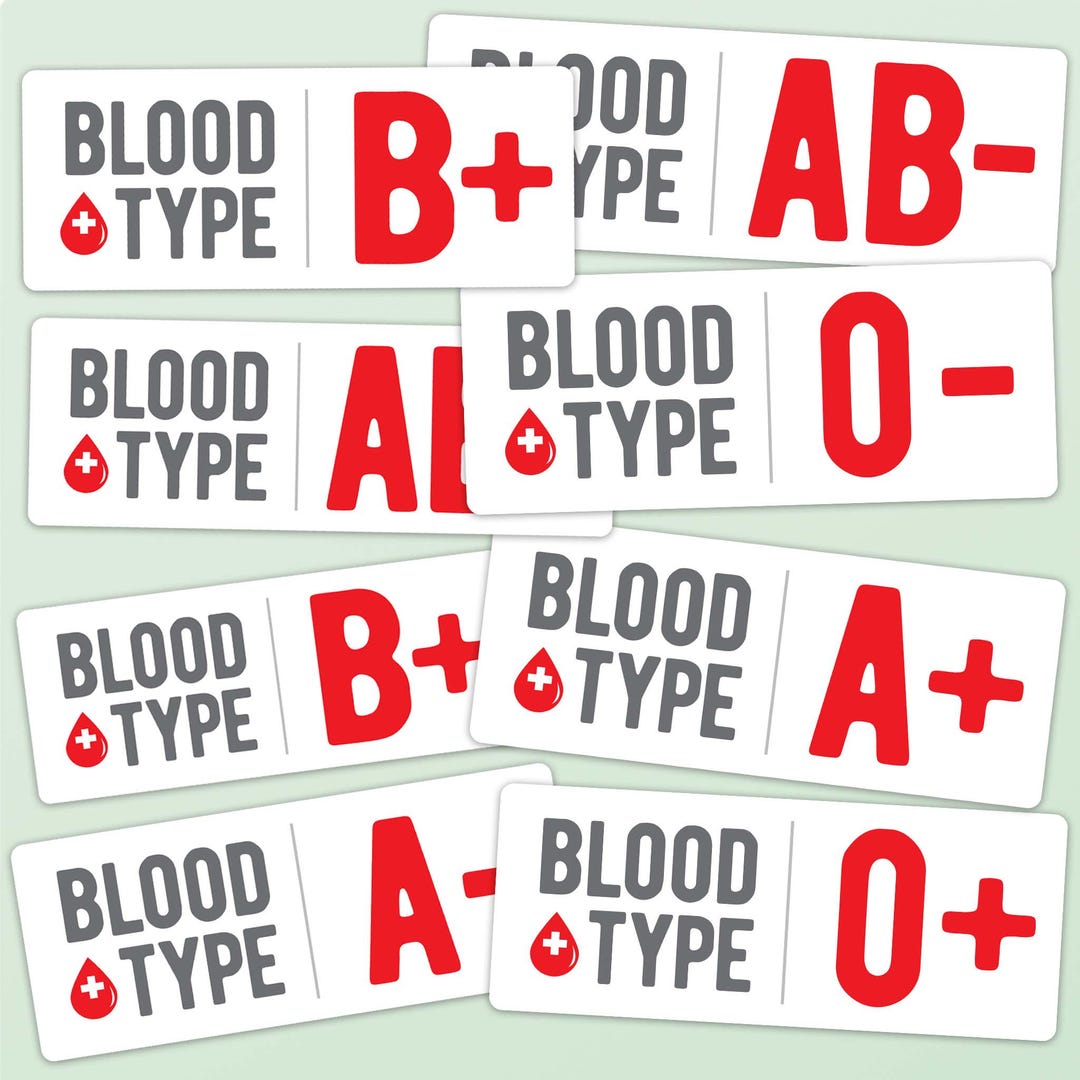 SET of 3 Blood Type Stickers for Helmets - Mini Emergency Medical ...
