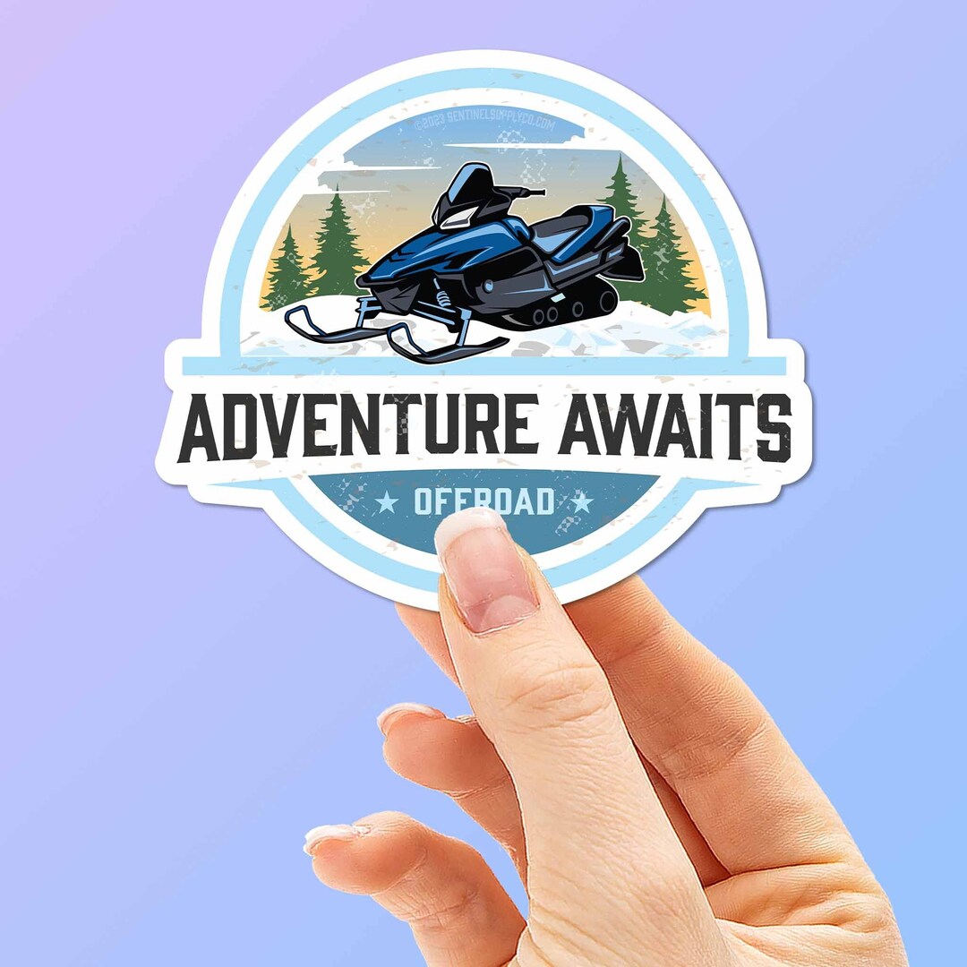 Adventure Awaits Snowmobile Sticker, Backcountry Snow Machine Laptop ...