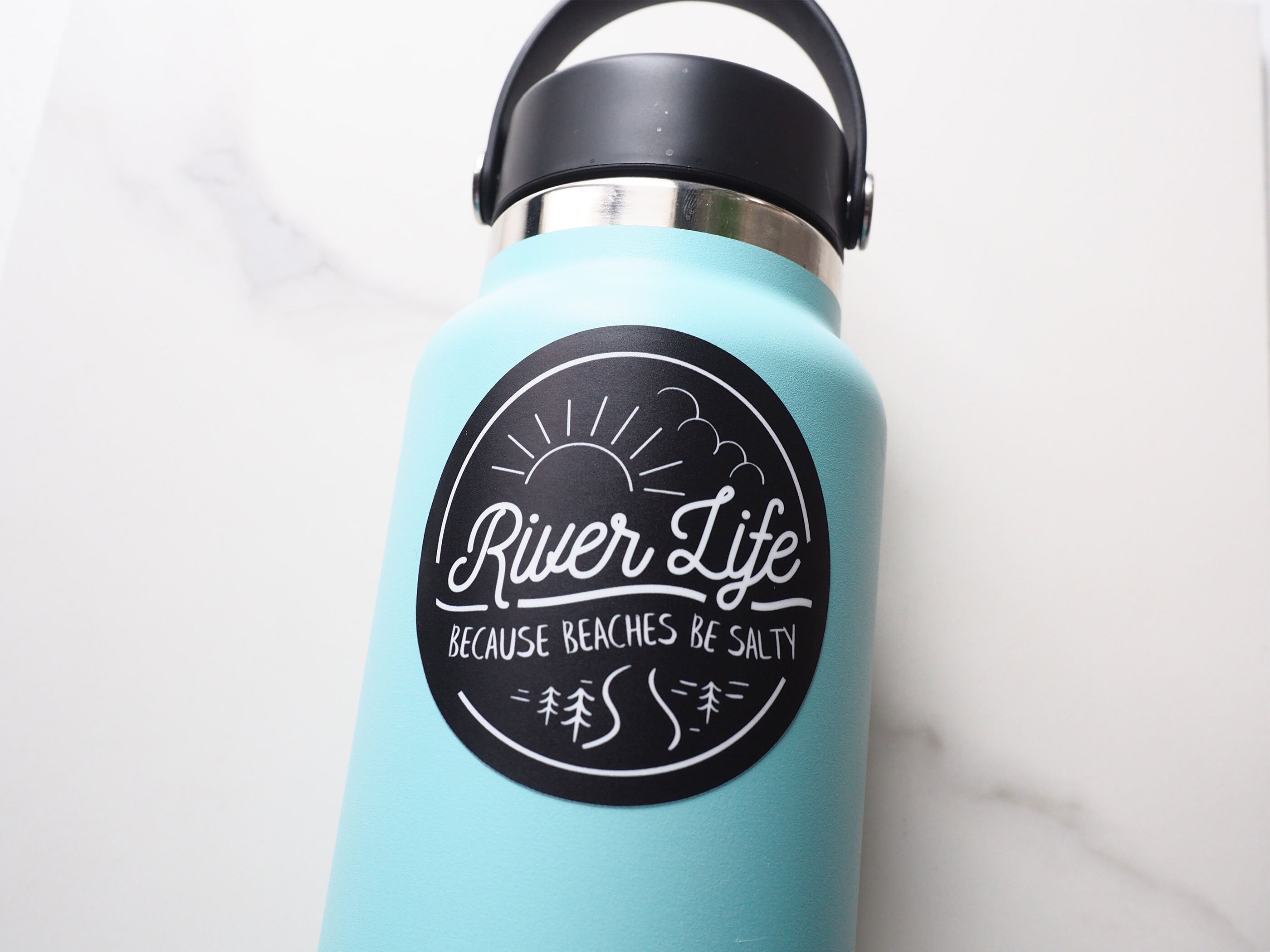 River Life Because Beaches Be Salty Sticker Floating the | Etsy