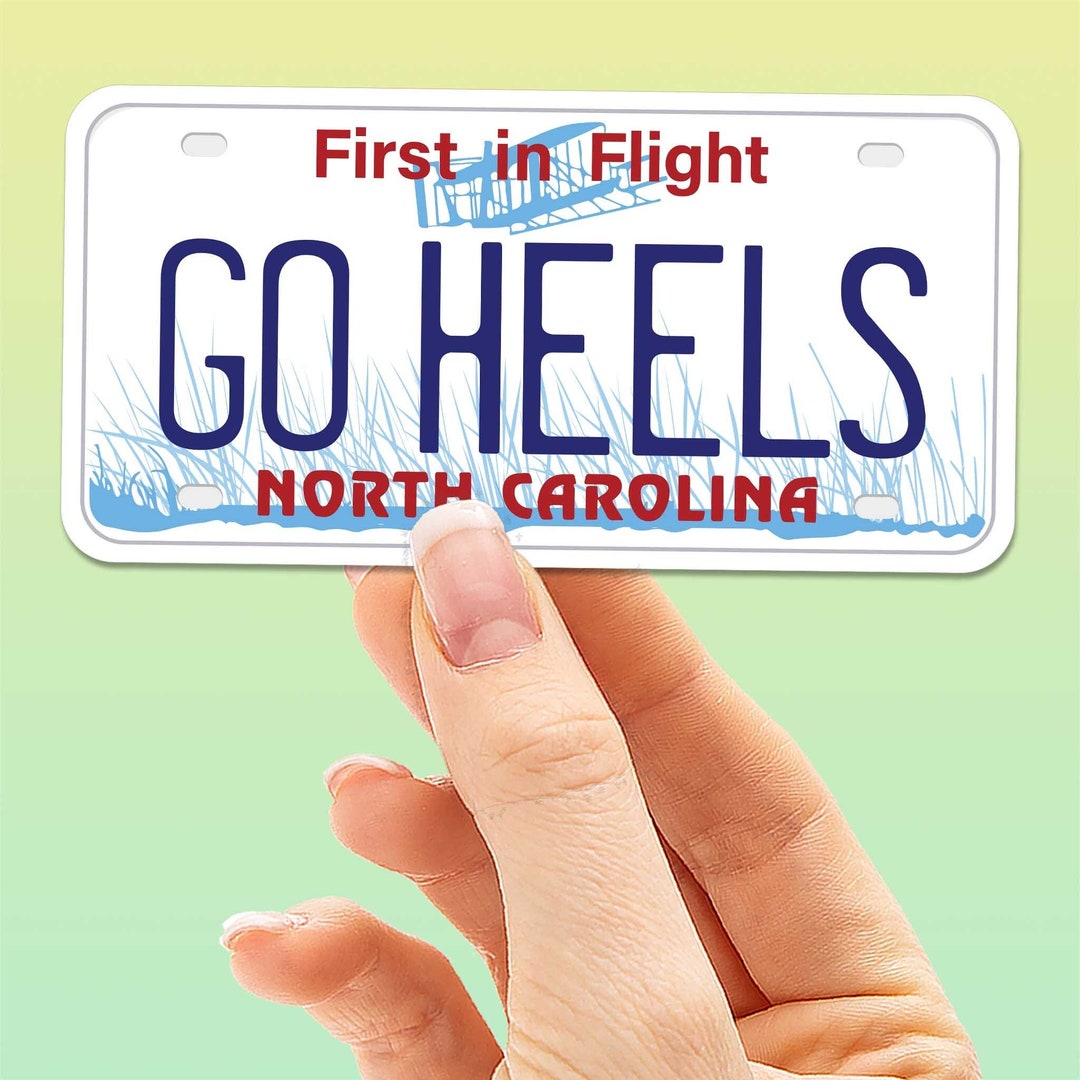 Go Heels North Carolina License Plate Sticker, UNC Tar Heels Bumper ...