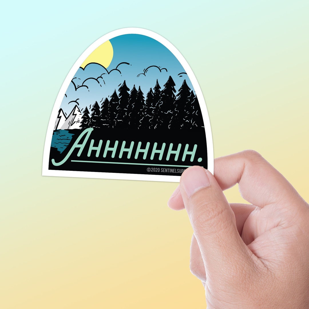 Ahhhhh. Mountain Lake Sticker, PNW Decal for Hydroflask, Laptop, Car ...