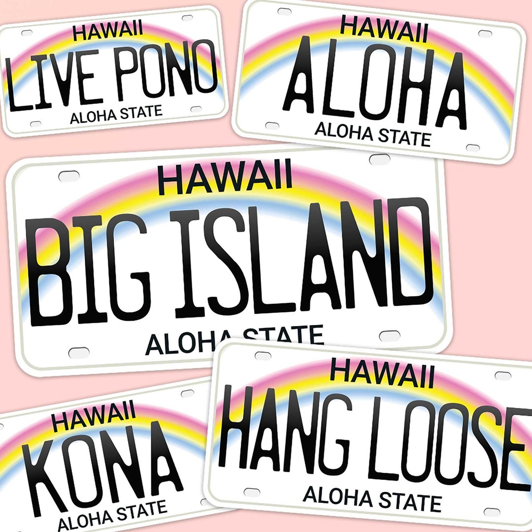 Hawaii License Plate Sticker - Choose Your City or Hawaiian Slang Decal ...