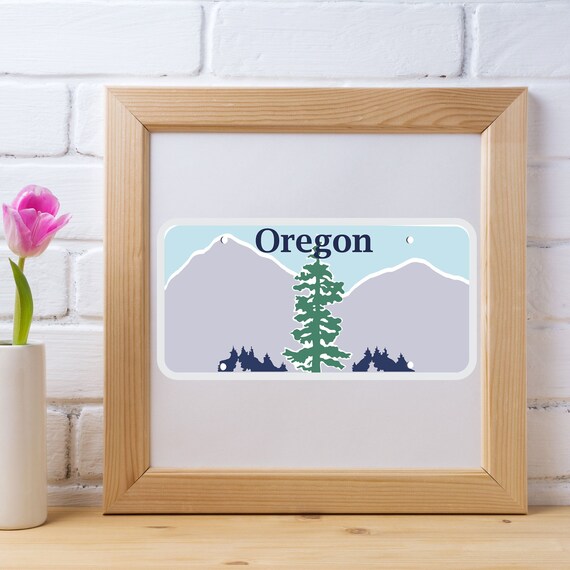 Oregon License Plate Printable Wall Art Portland Print - Etsy