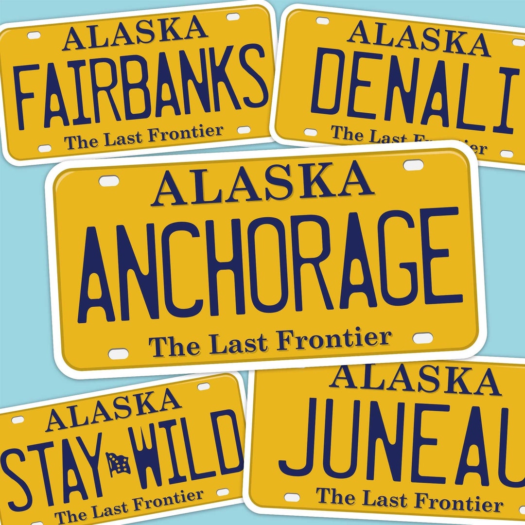 Alaska License Plate Stickers, Choose Your AK City Bumper Sticker for ...