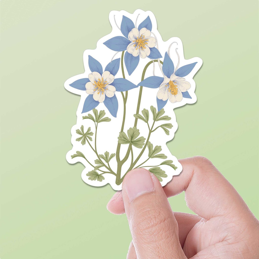 Colorado Blue Columbine Flower Sticker, Cute Flower Decals for ...