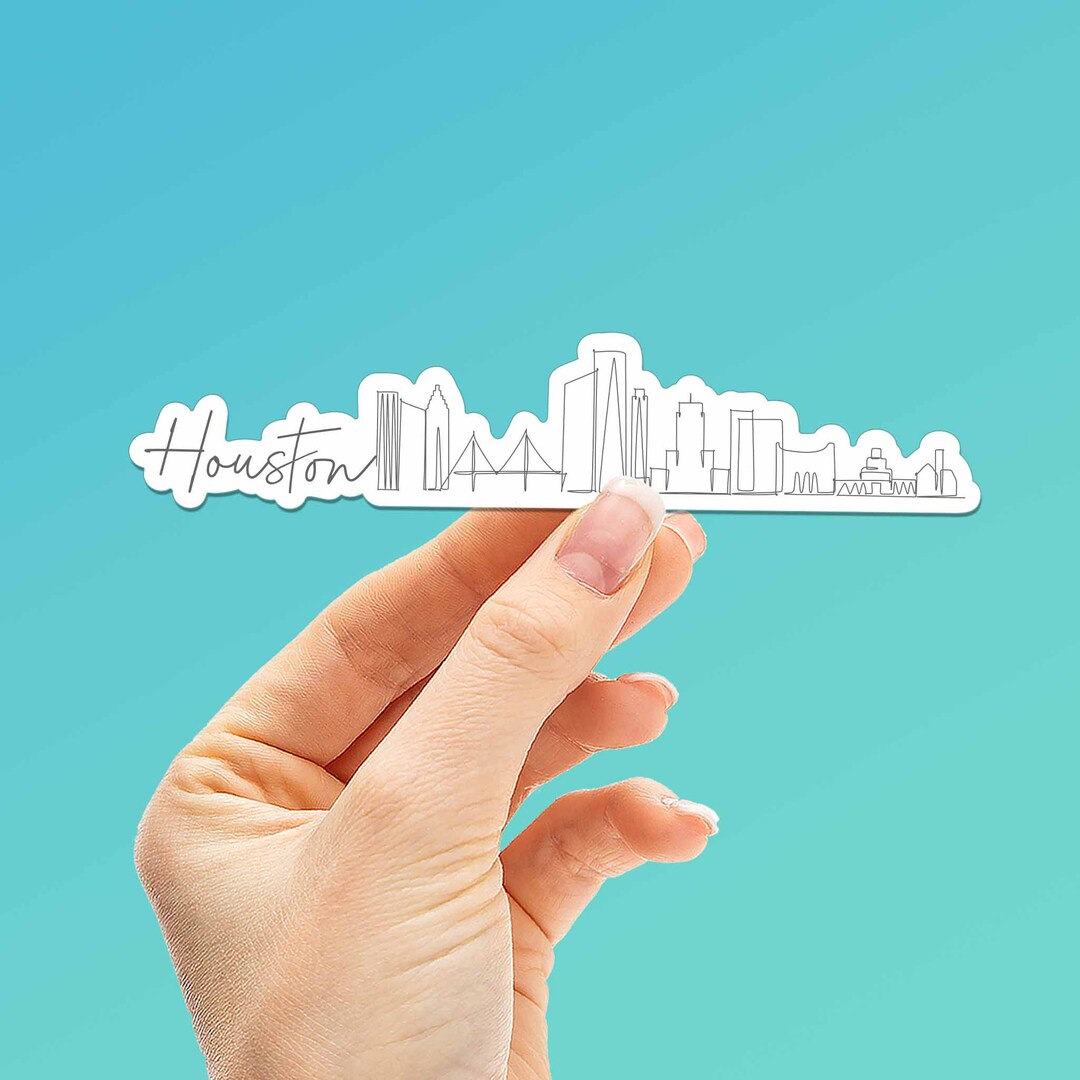 Houston Skyline Sticker, Cute Texas Line Art Decal for Hydroflask ...