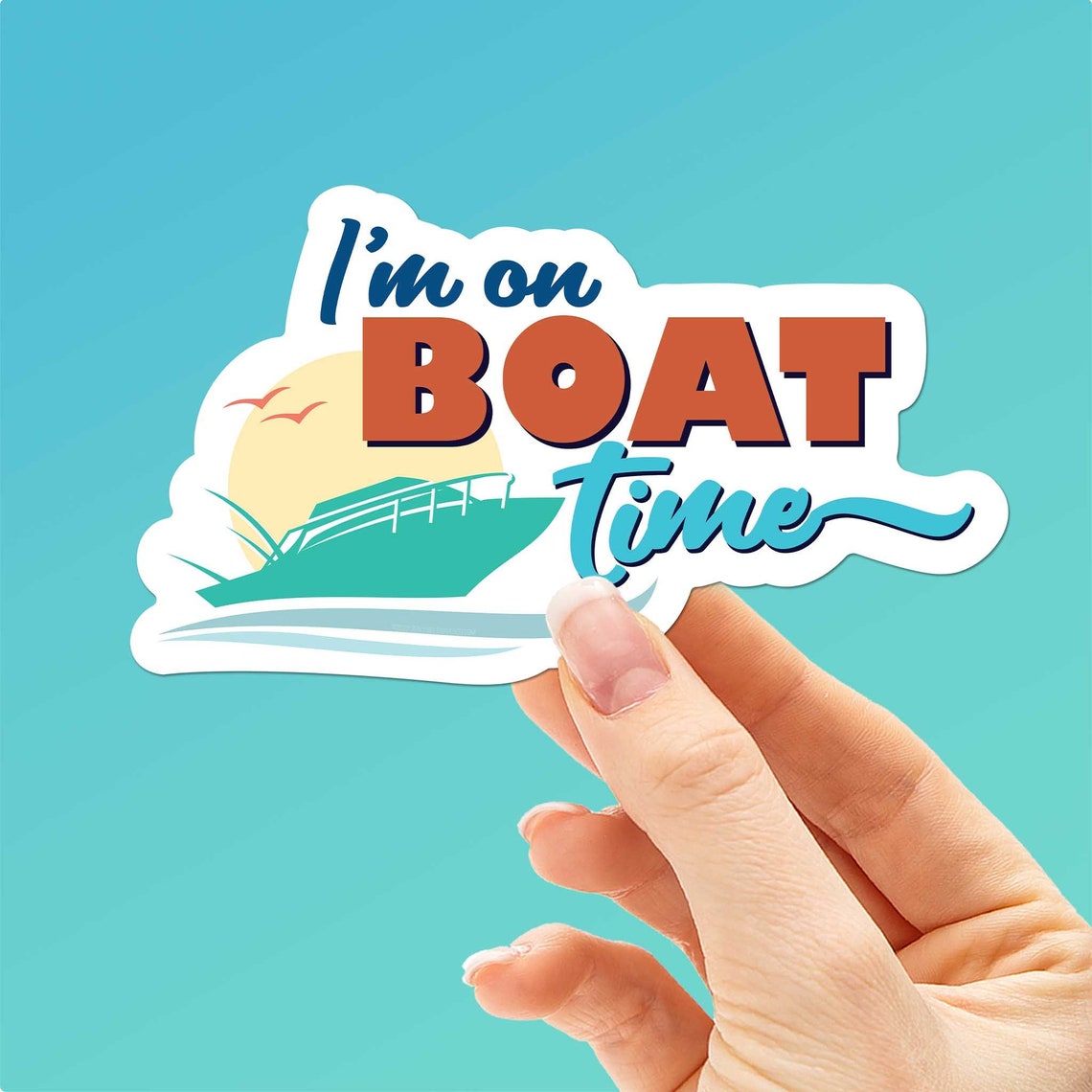 I'm on Boat Time Sticker 80s Retro Lake & Beach Decal - Etsy