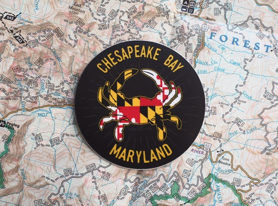 Maryland Crab Sticker Chesapeake Bay MD State Flag Bumper | Etsy