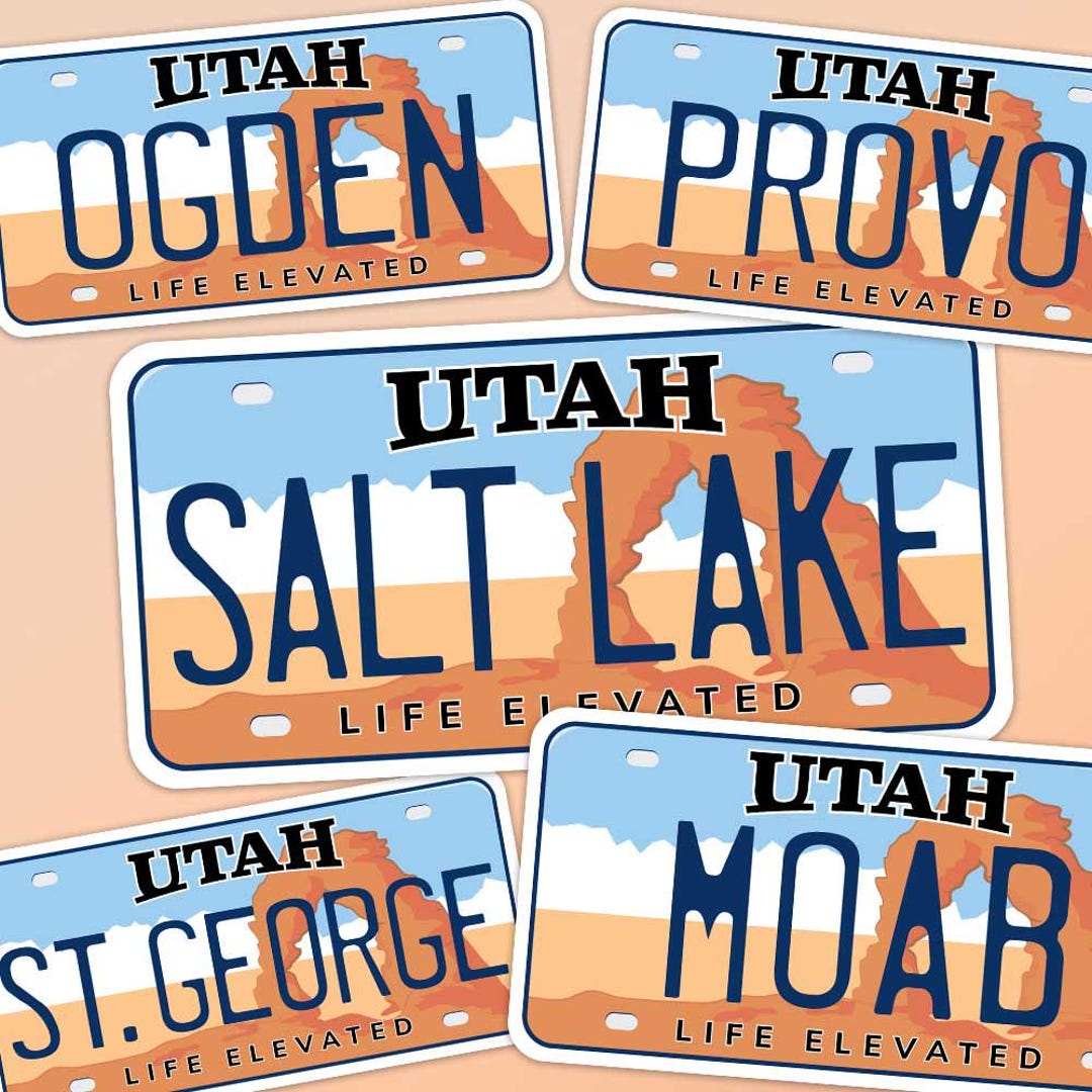 Utah License Plate Stickers - Choose Your UT City or National Park ...
