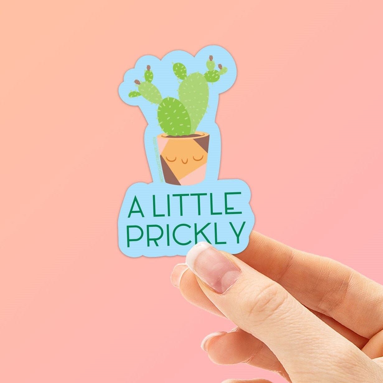 A Little Prickly Cute Cactus Sticker Funny Plant Stickers for | Etsy