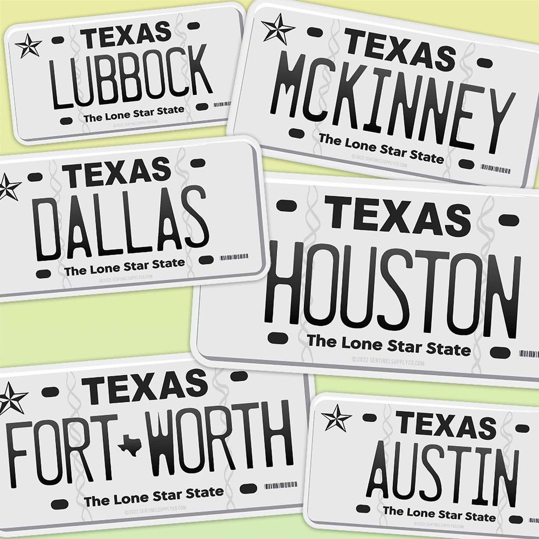 Texas License Plate Sticker - Choose From 50+ TX City Decals for ...