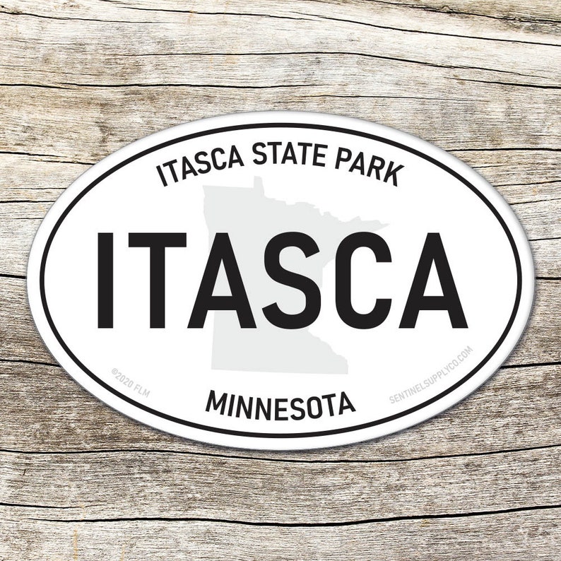 Itasca State Park Minnesota White Oval Sticker Headwaters of | Etsy