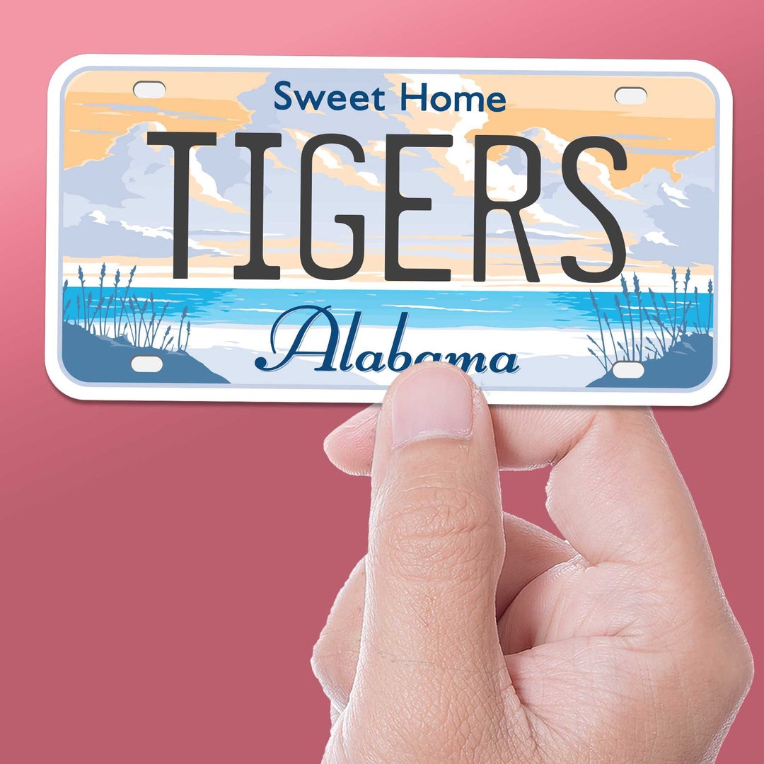 Tigers Alabama License Plate Sticker, Aubie the Tiger Bumper Sticker ...