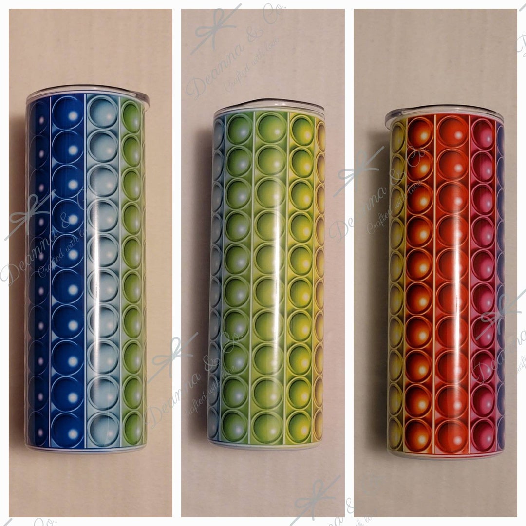 15oz and 20oz Bubble Pop/fidget Themed, Rainbow Colored Stainless Steel ...