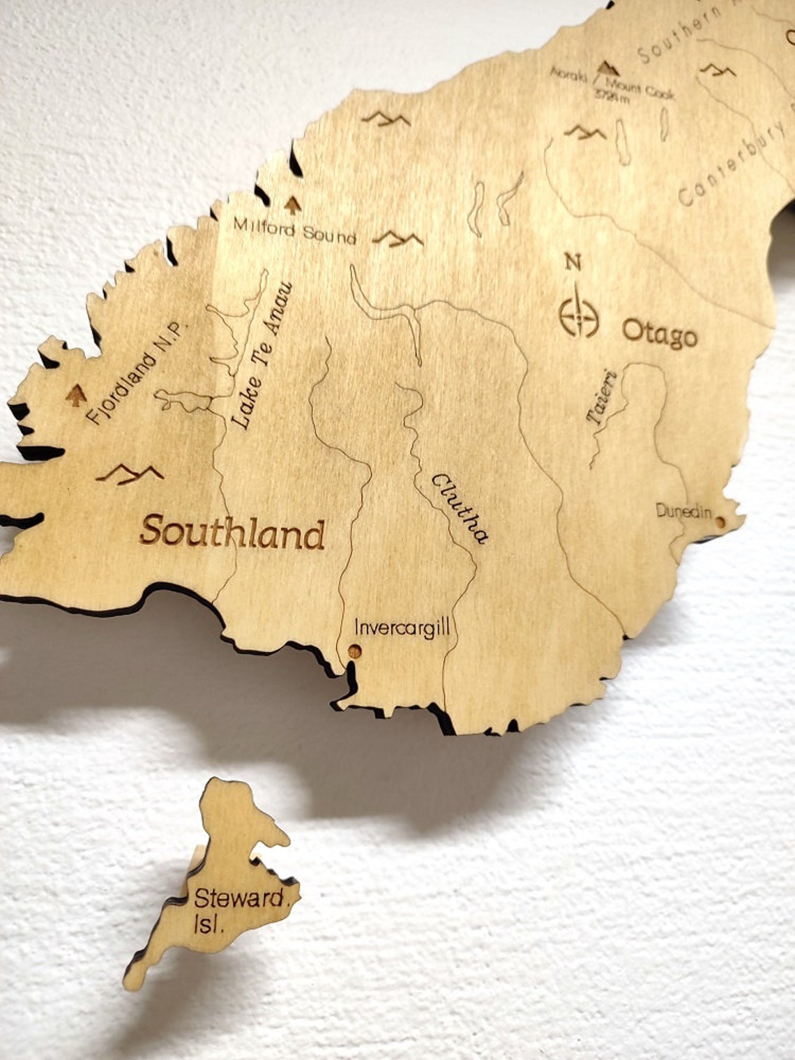New-zealand Wooden Design Map - Etsy