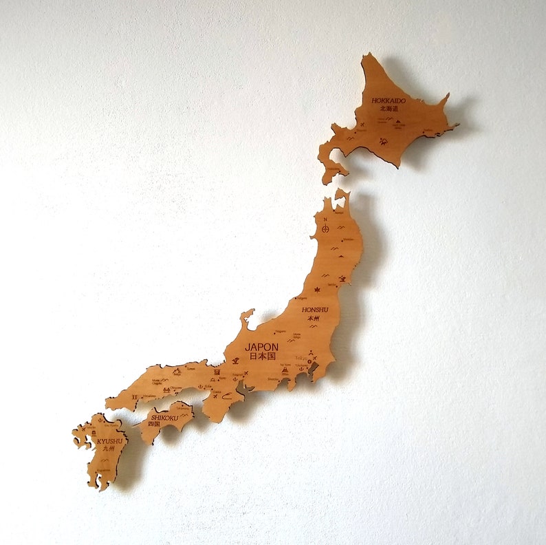 Japan Design Wall Map - Etsy