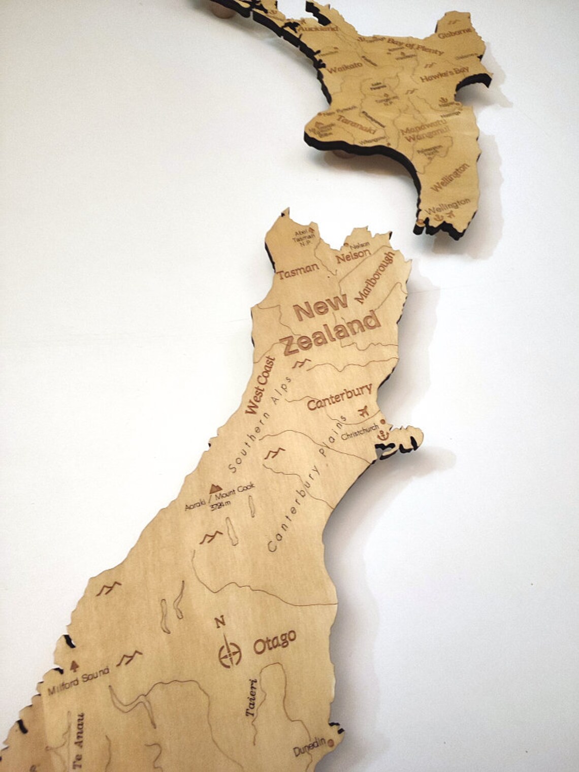 New-zealand Wooden Design Map - Etsy