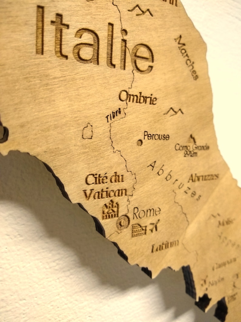 Italy Wooden Design Map - Etsy