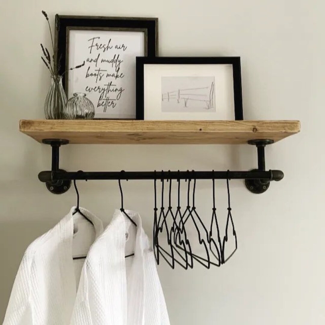 Industrial Pipe Clothes Rail / Coat Rack / Wardrobe / Hanging Shelf ...