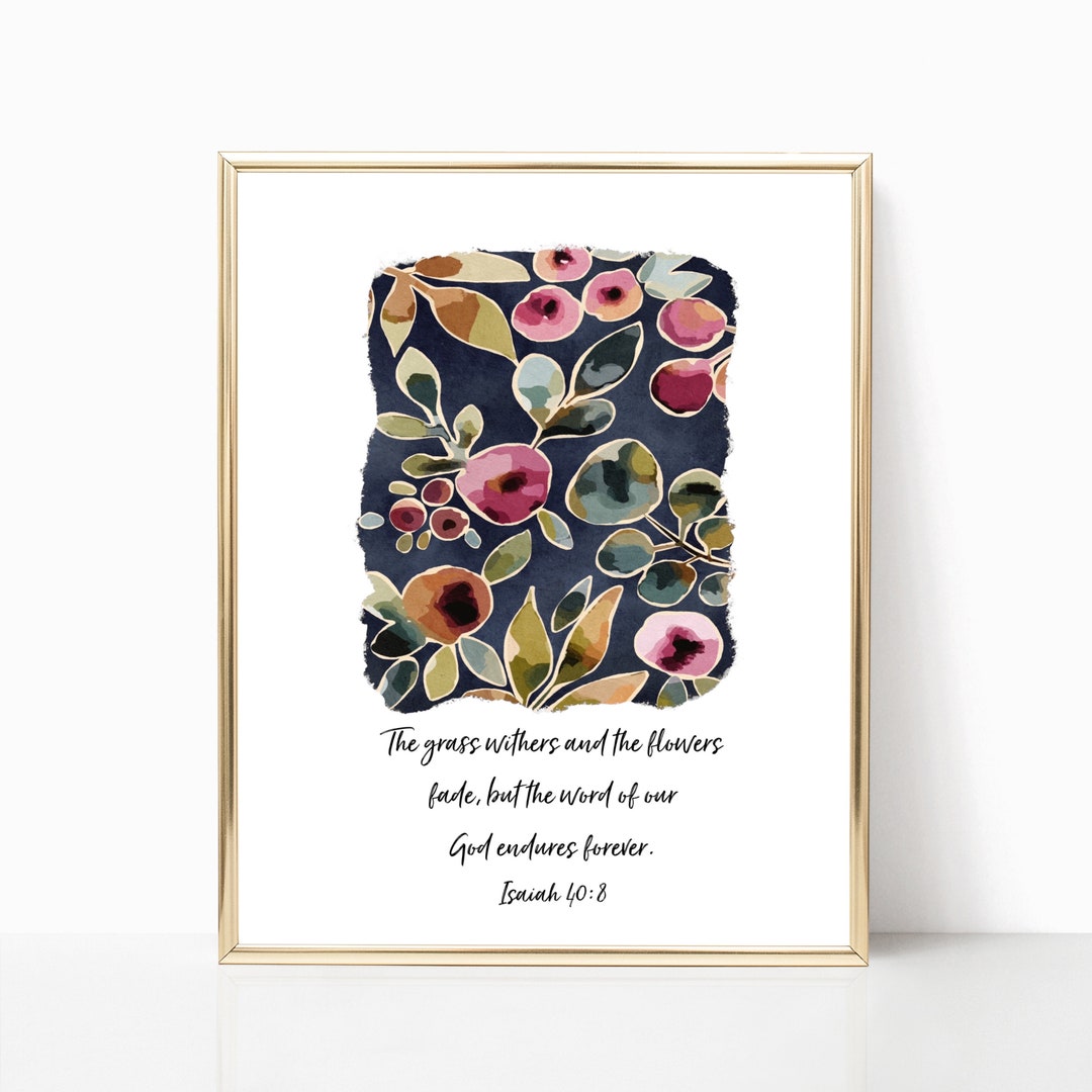 Isaiah 40:8 Printable Bible Verse Christian Wall Art Abstract Botanical ...