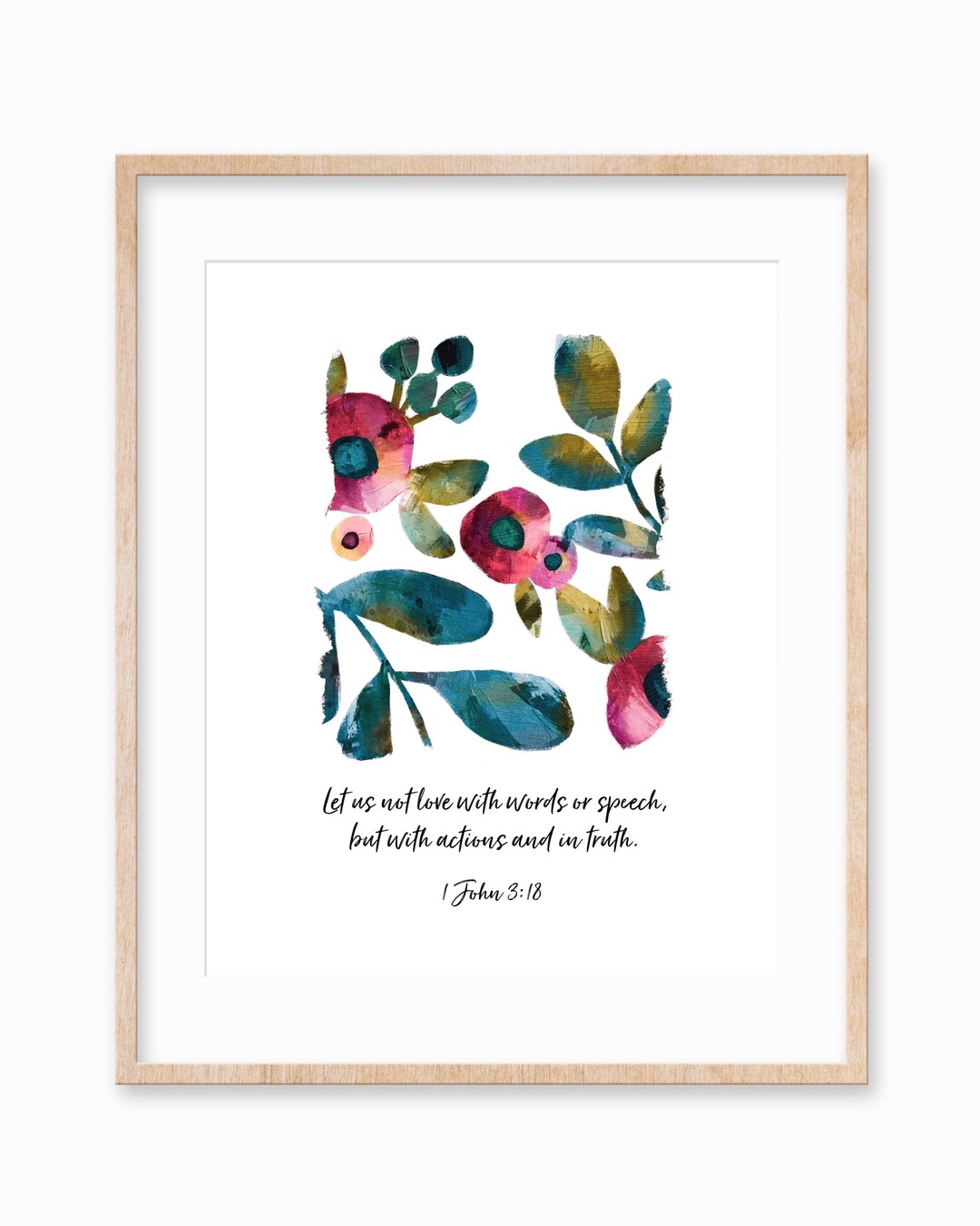 1 John 3:18 Printable Bible Verse Christian Wall Art Let Us Not Love ...