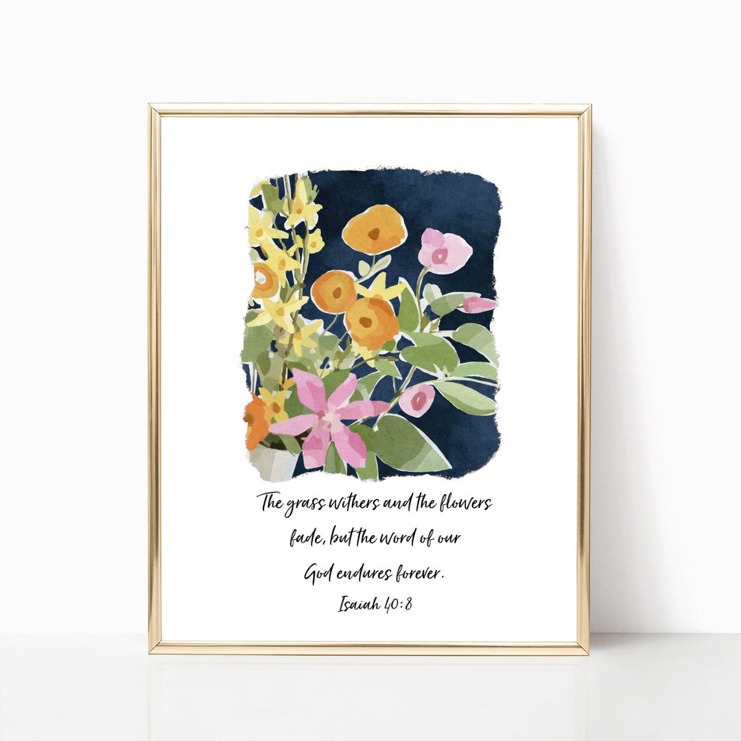 Isaiah 40:8 Printable Bible Verse Christian Wall Art Abstract Botanical ...
