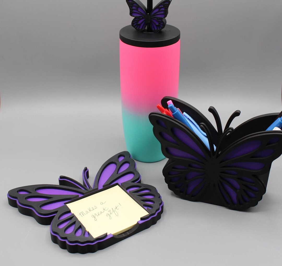 Butterfly Desk Accessory Set | 3D Printed Monarch Desk Decor | Cute ...