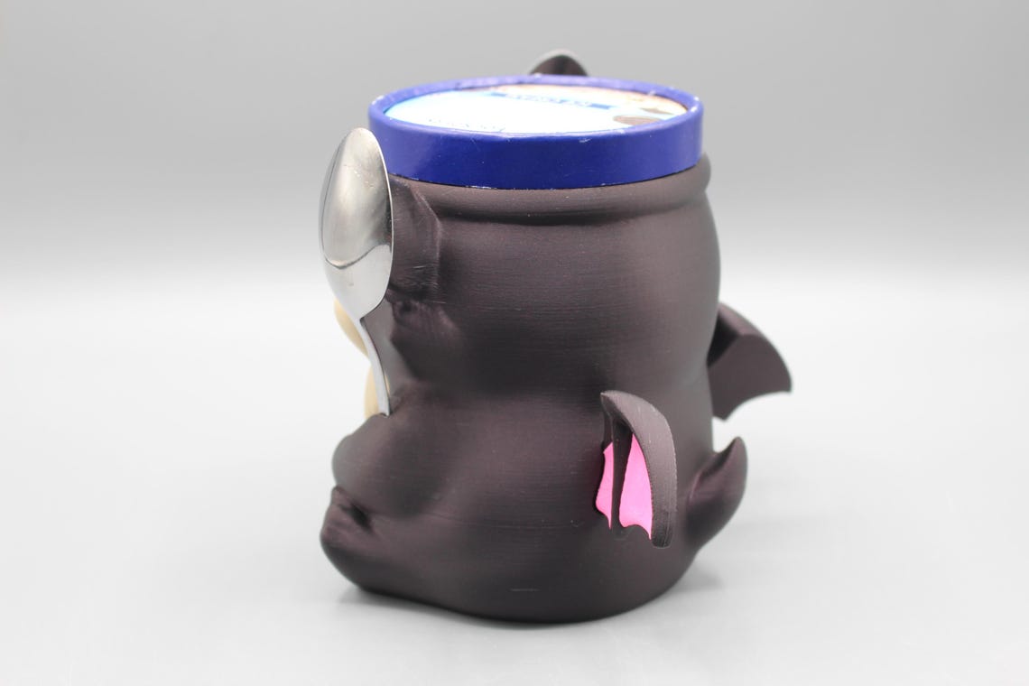 Gothic Bat Pint Ice Cream Mug Holder W/ 2 Spoon Holders | 3D Printed ...