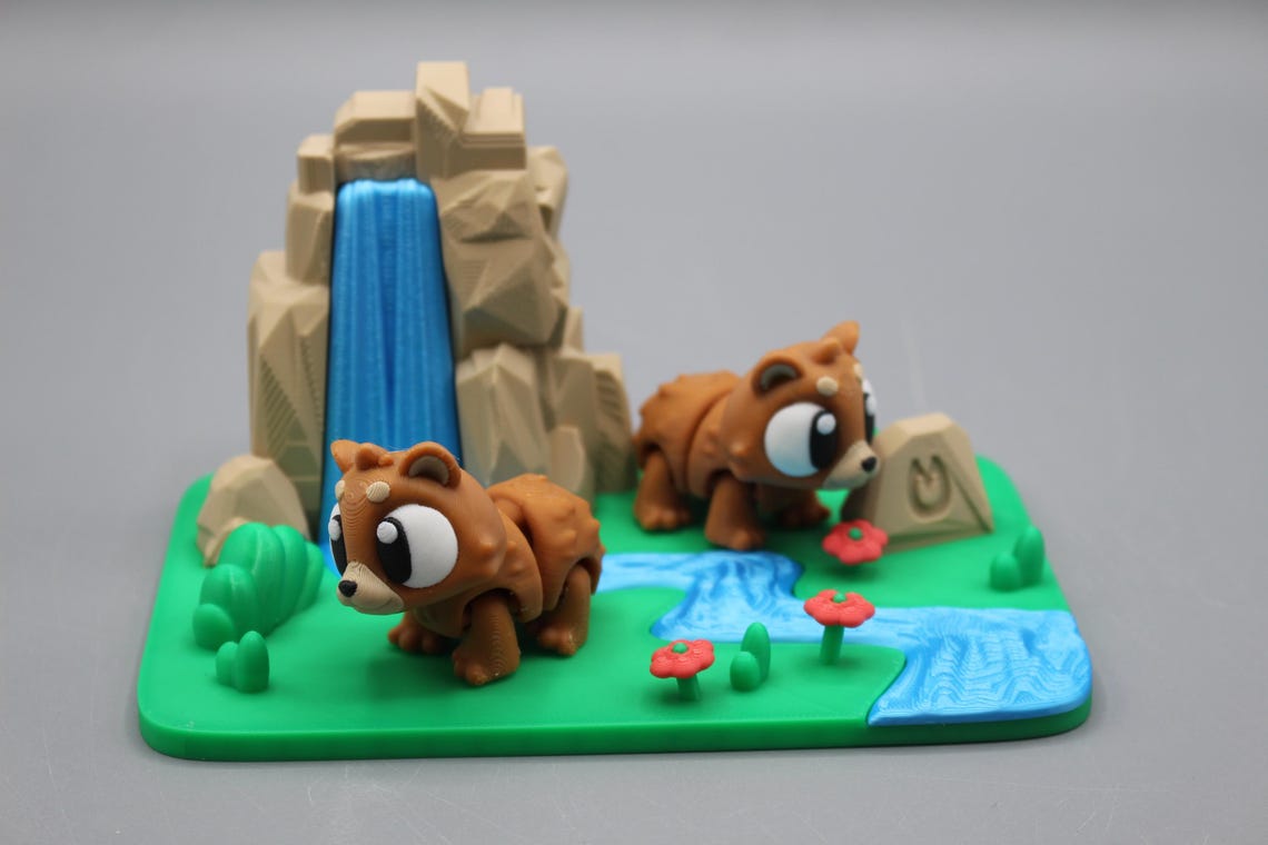 Flexi Bear Waterfall Playset | 3D Printed Articulated Fidget Bear ...