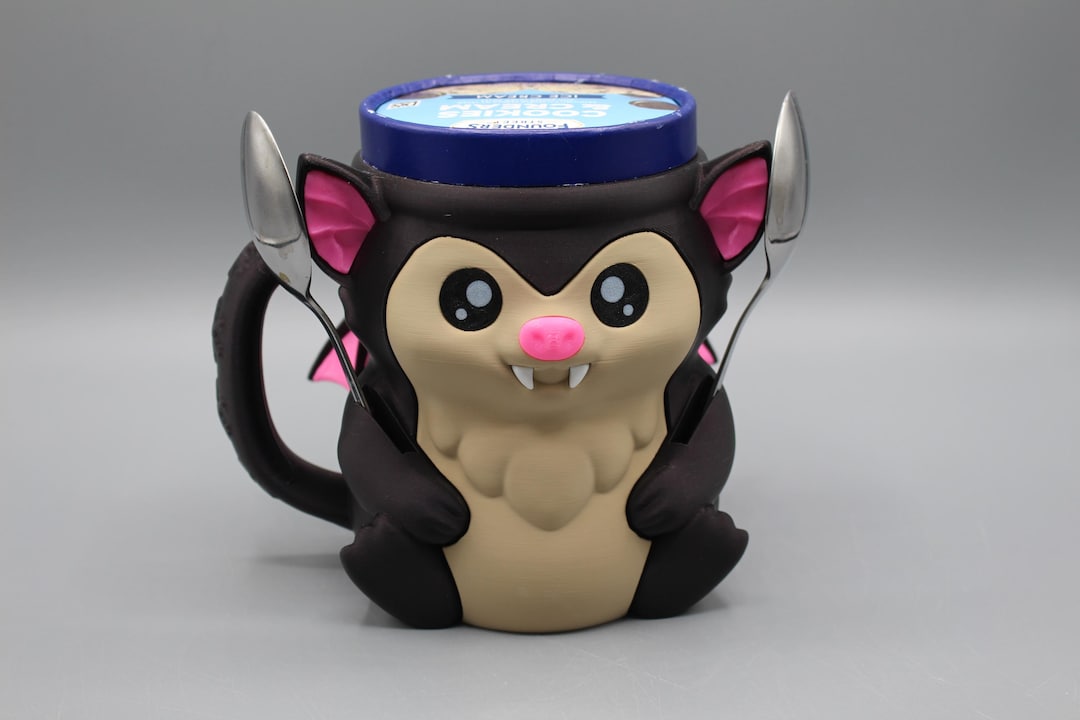 Gothic Bat Pint Ice Cream Mug Holder W/ 2 Spoon Holders | 3D Printed ...