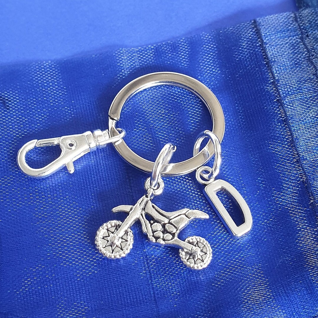 Dirt Bike Keyring With Initial GIFT Personalised Motorbike Keyring ...