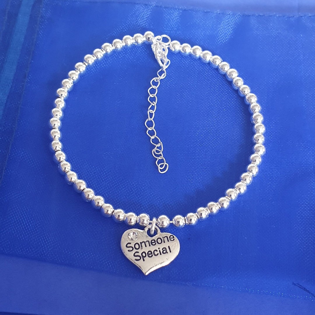 Someone Special Bracelet Personalised Silver Chain Bead Beaded Stacking ...
