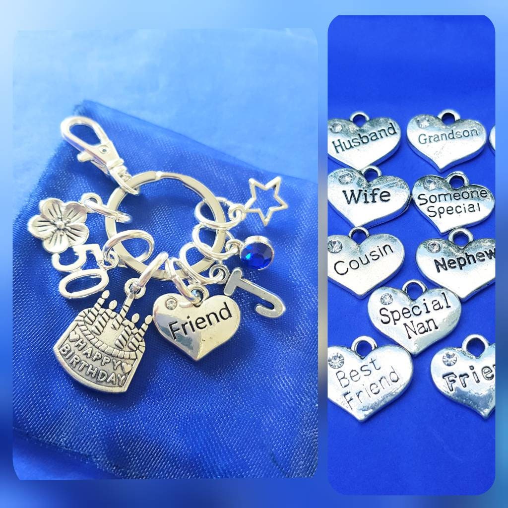 Friends 70th Birthday Keyring With Initial Birthstone Personalised Gift ...