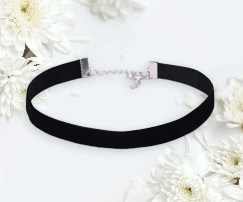 Black Velvet Choker Necklace Black Velvet Adjustable Gifts ANY SIZE ...