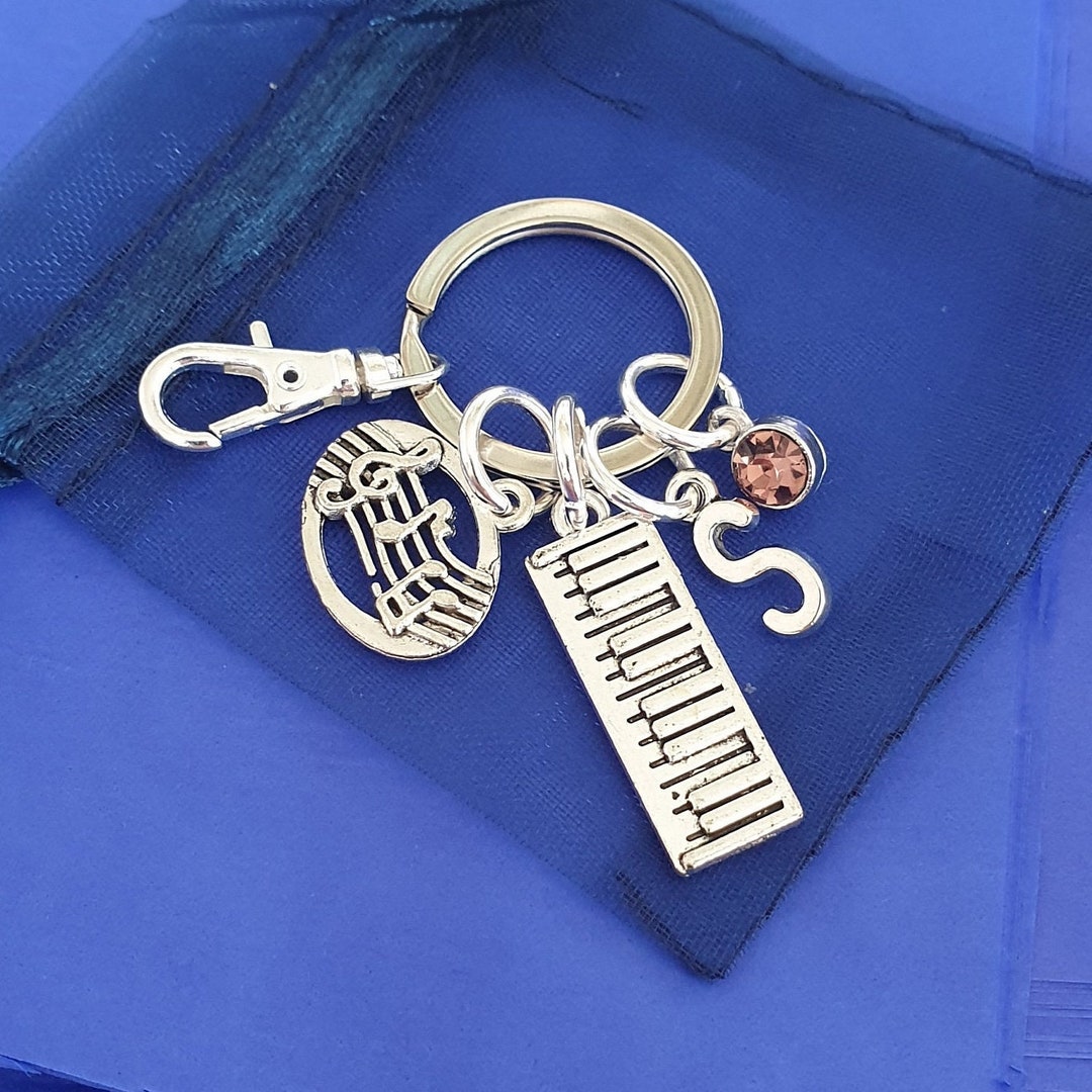 Keyboard Keyring With Initial Birthstone Personalised Gifts Musical ...
