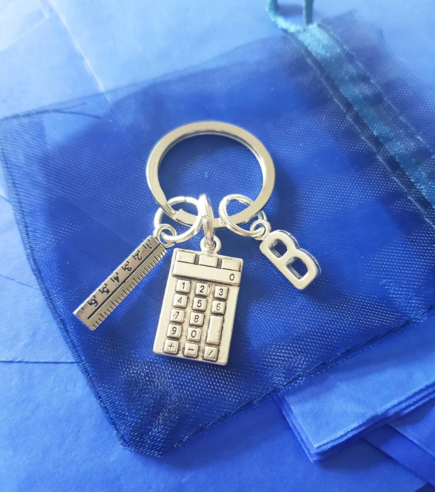 Math Keyring With Initial Personalised Gifts Silver Office - Etsy UK