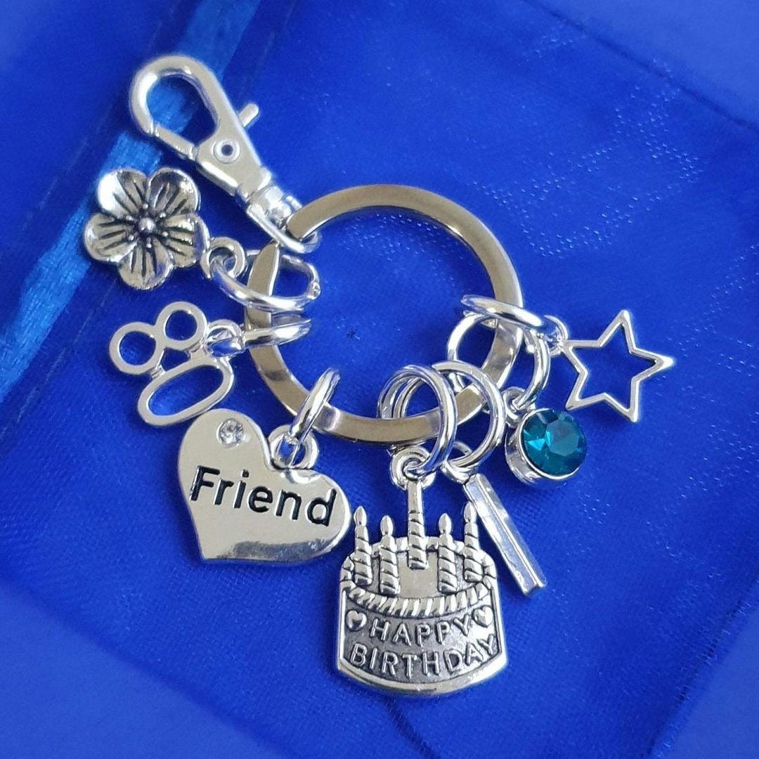 Friends 80th Birthday Keyring With Initial Birthstone Personalised Gift ...