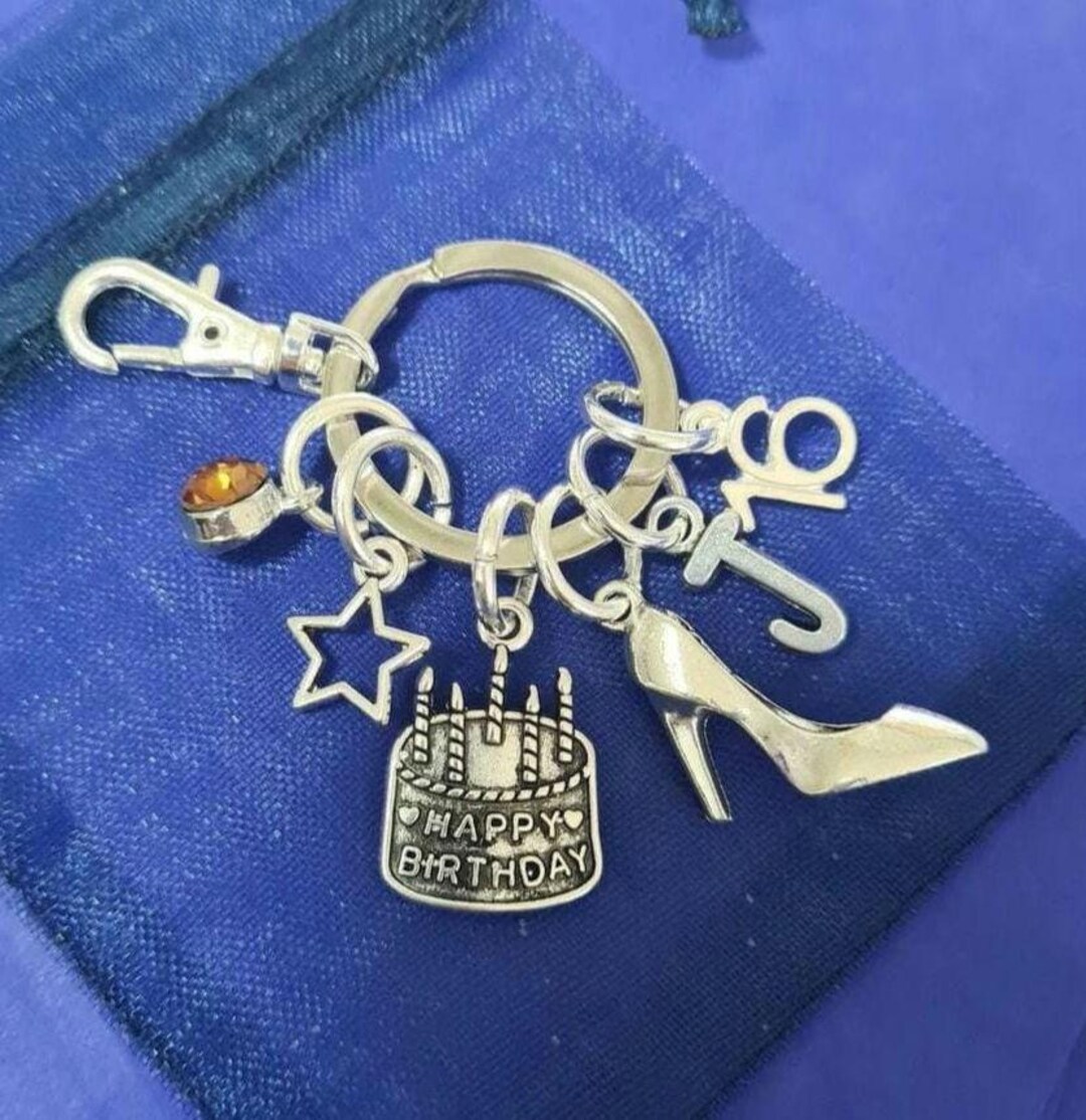 Happy 16th Birthday Keyring With Initial Birthstone Key Personalised ...