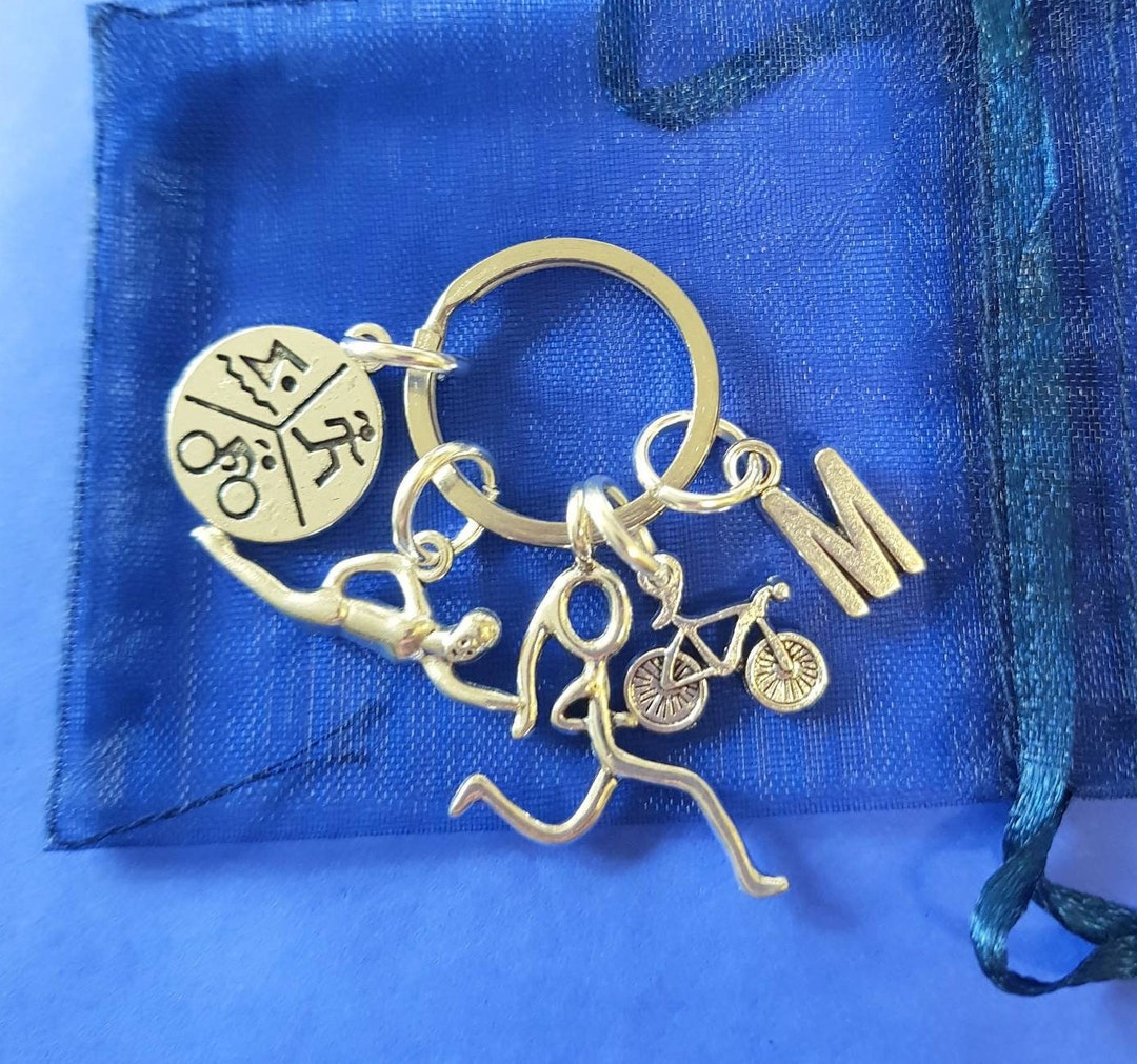 Triathlon Keyring With Initial Personalised Gifts Sports Swim Swimmer ...