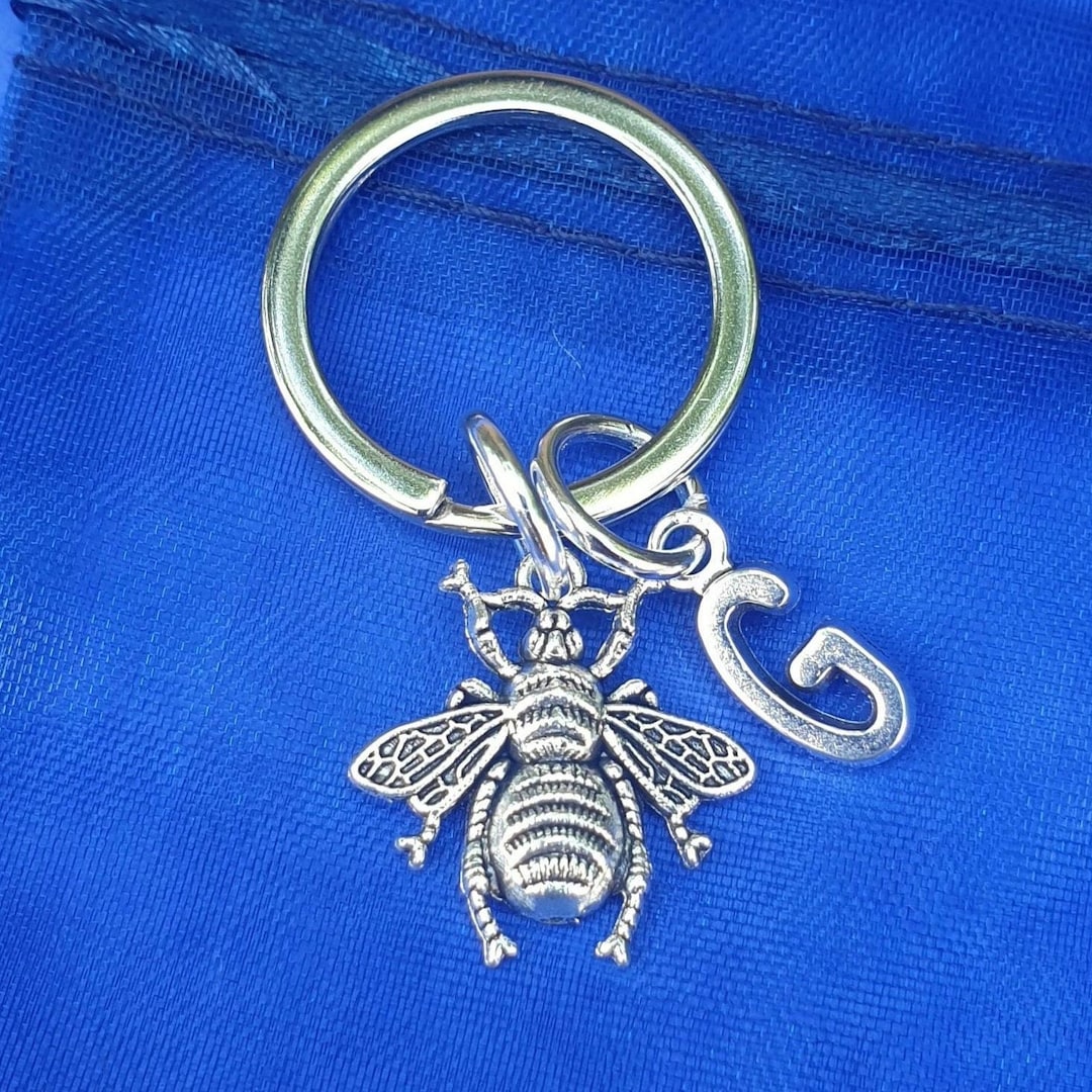 Bee Keyring With Initial GIFT Personalised Honeybee - Etsy