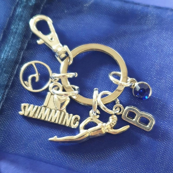 Swimming Personalised Keyring - Etsy