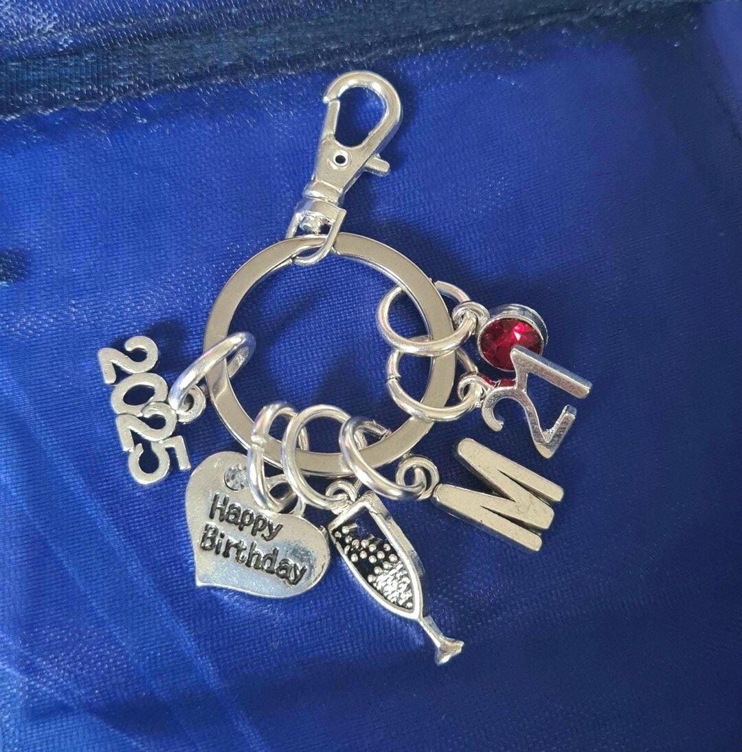 Happy 21st Birthday Keyring With Initial Birthstone Personalised 21st ...
