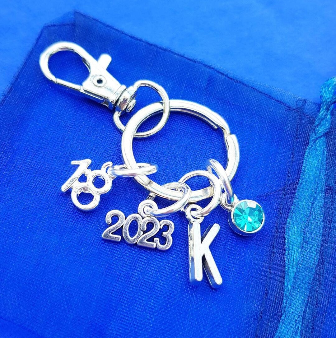Age Birthday Keyring 2025 Birthstone Initial Personalised gifts 13 16 ...