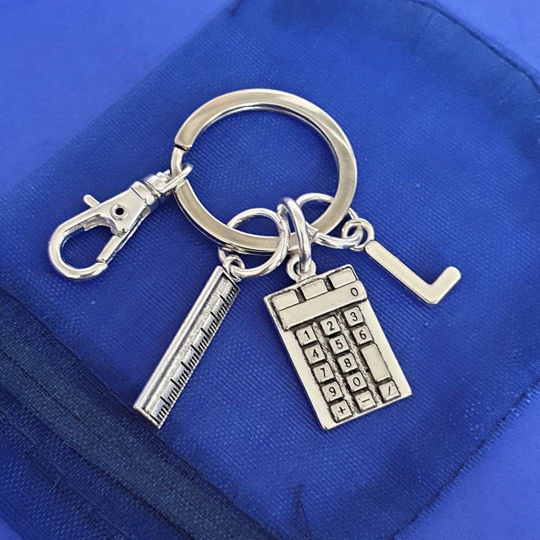 Math Keyring With Initial Personalised Gifts Silver Office Math Teacher ...