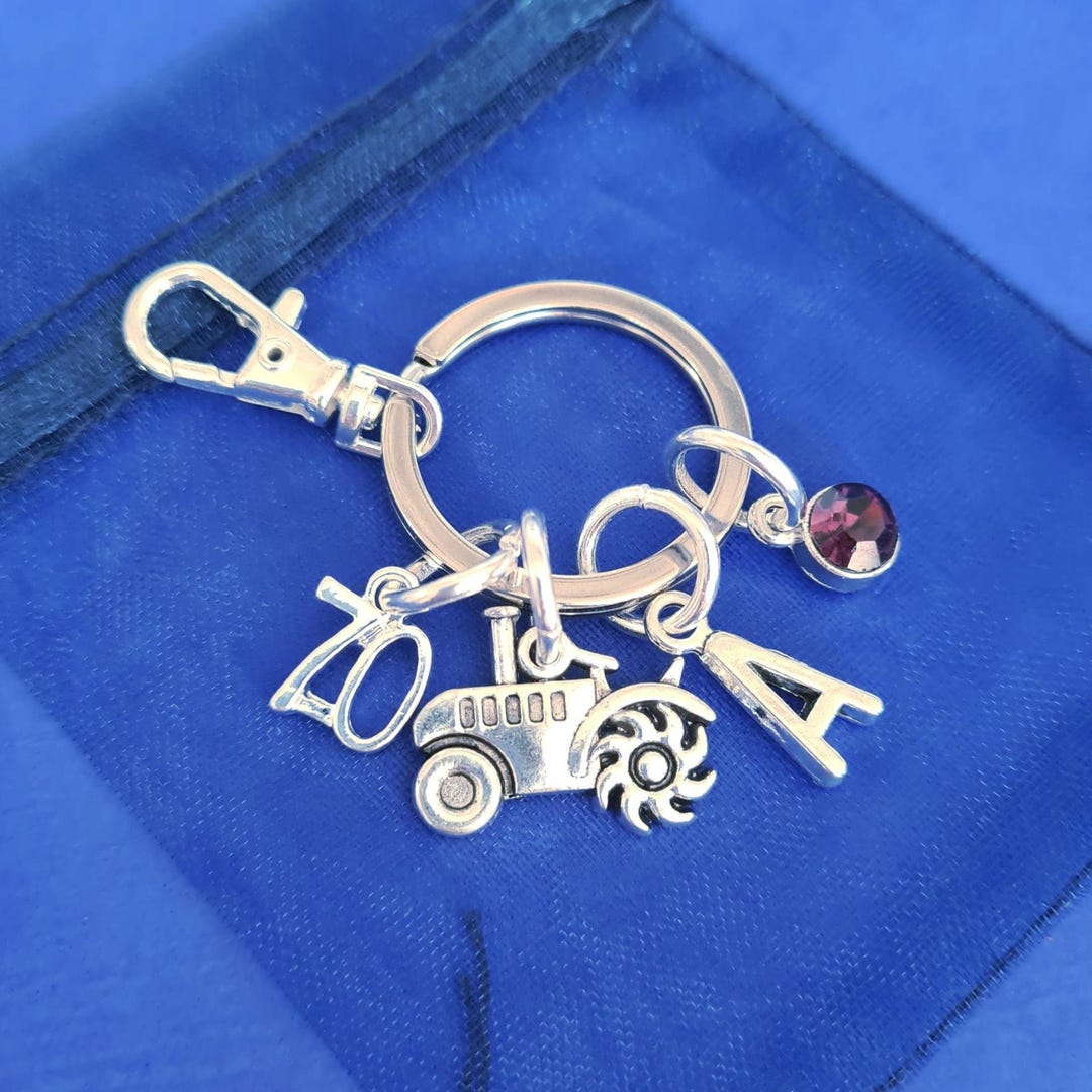 Tractor Keyring 70th Birthday Initial GIFT Personalised Farm Farming ...